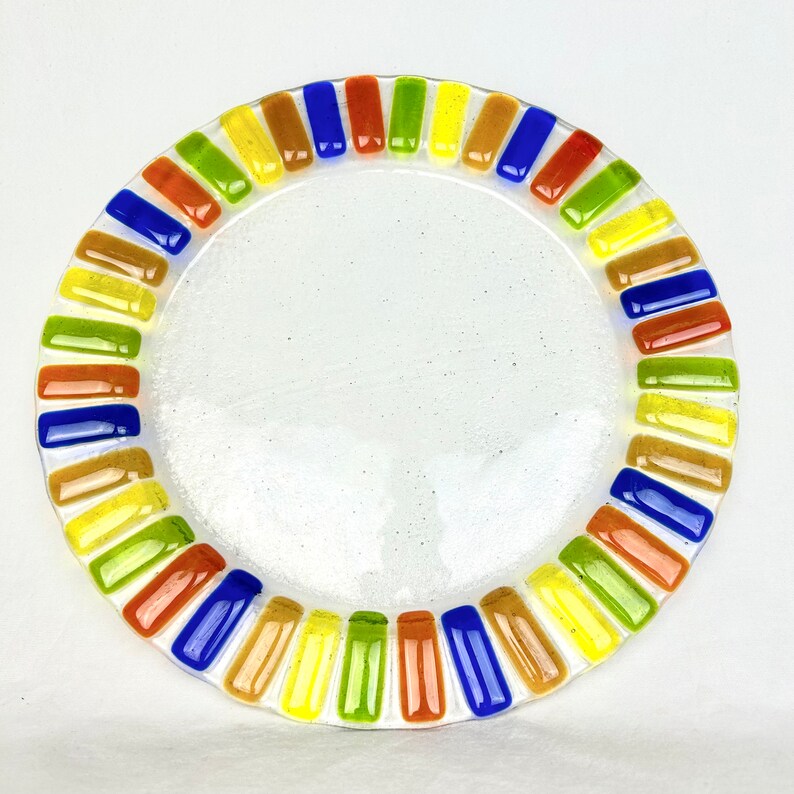 Large Art Glass Plates | Rainbow Plates | Serving Dish - Etsy