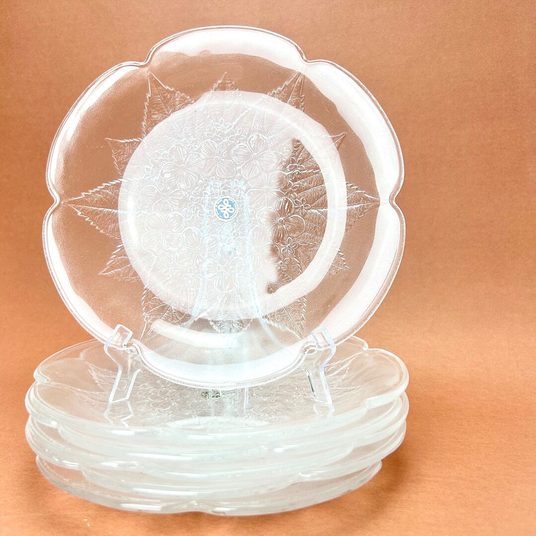 Vintage Hoya Crystal Hydrangea Cake Dessert Plates Japan - Etsy