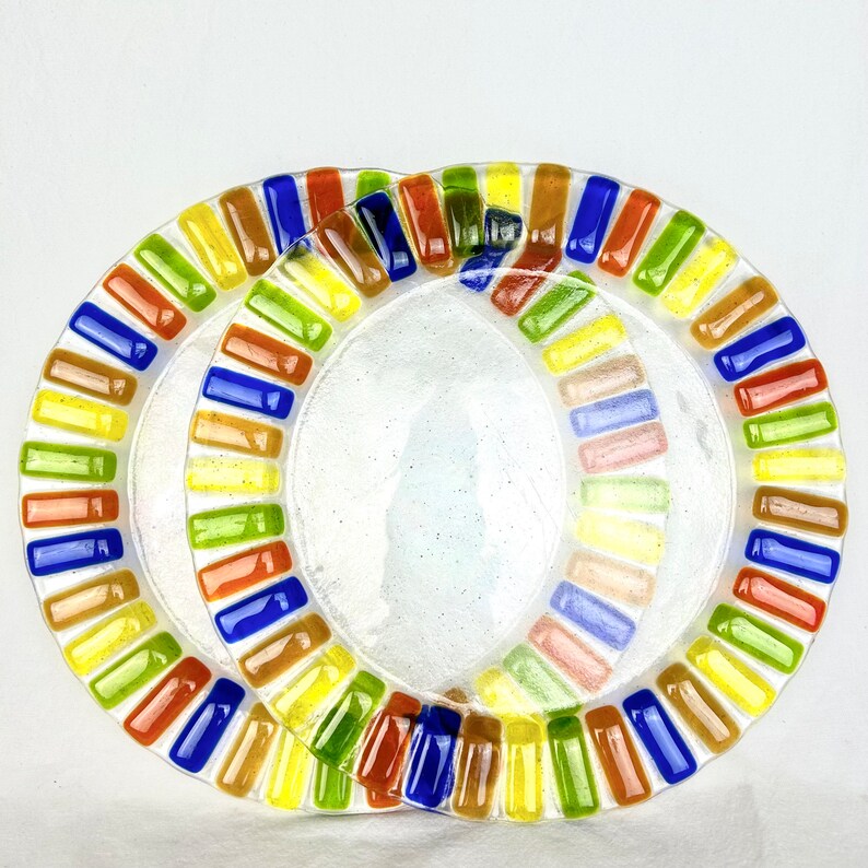 Large Art Glass Plates | Rainbow Plates | Serving Dish - Etsy