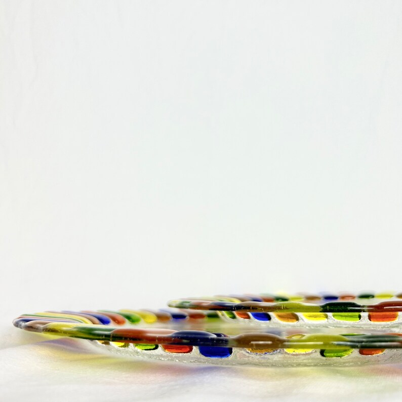 Large Art Glass Plates Rainbow Plates Serving Dish - Etsy