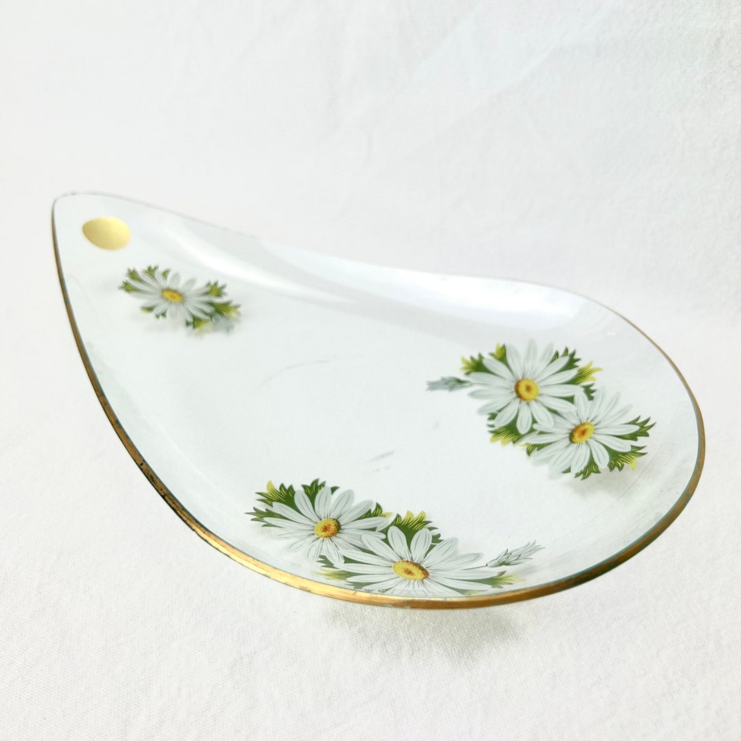Chance Glass Fiestaware Clear Gold Rimmed Daisy Plate - Etsy