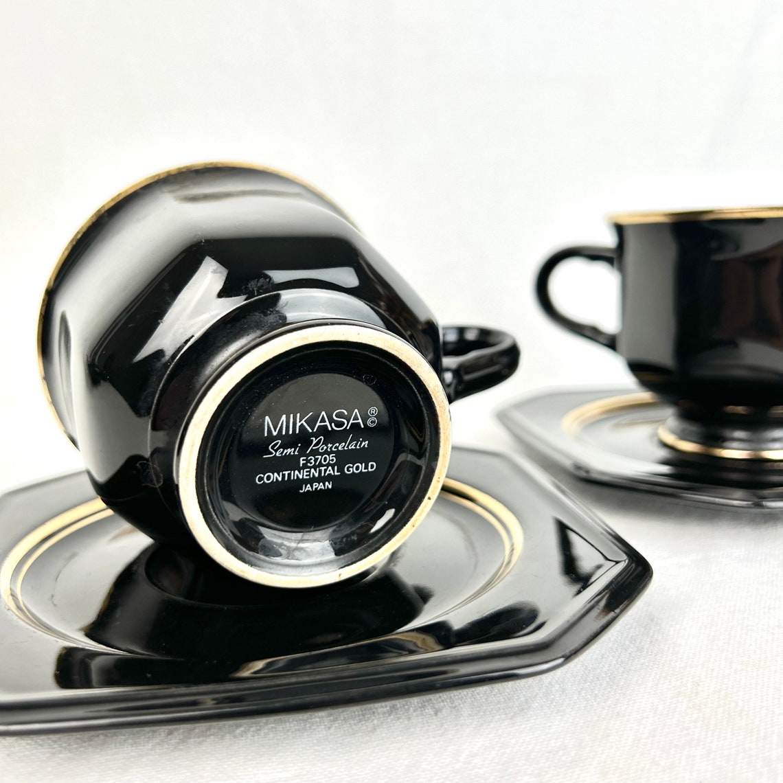 Mikasa Tea Set | Semi Porcelain | Black and Gold - Etsy