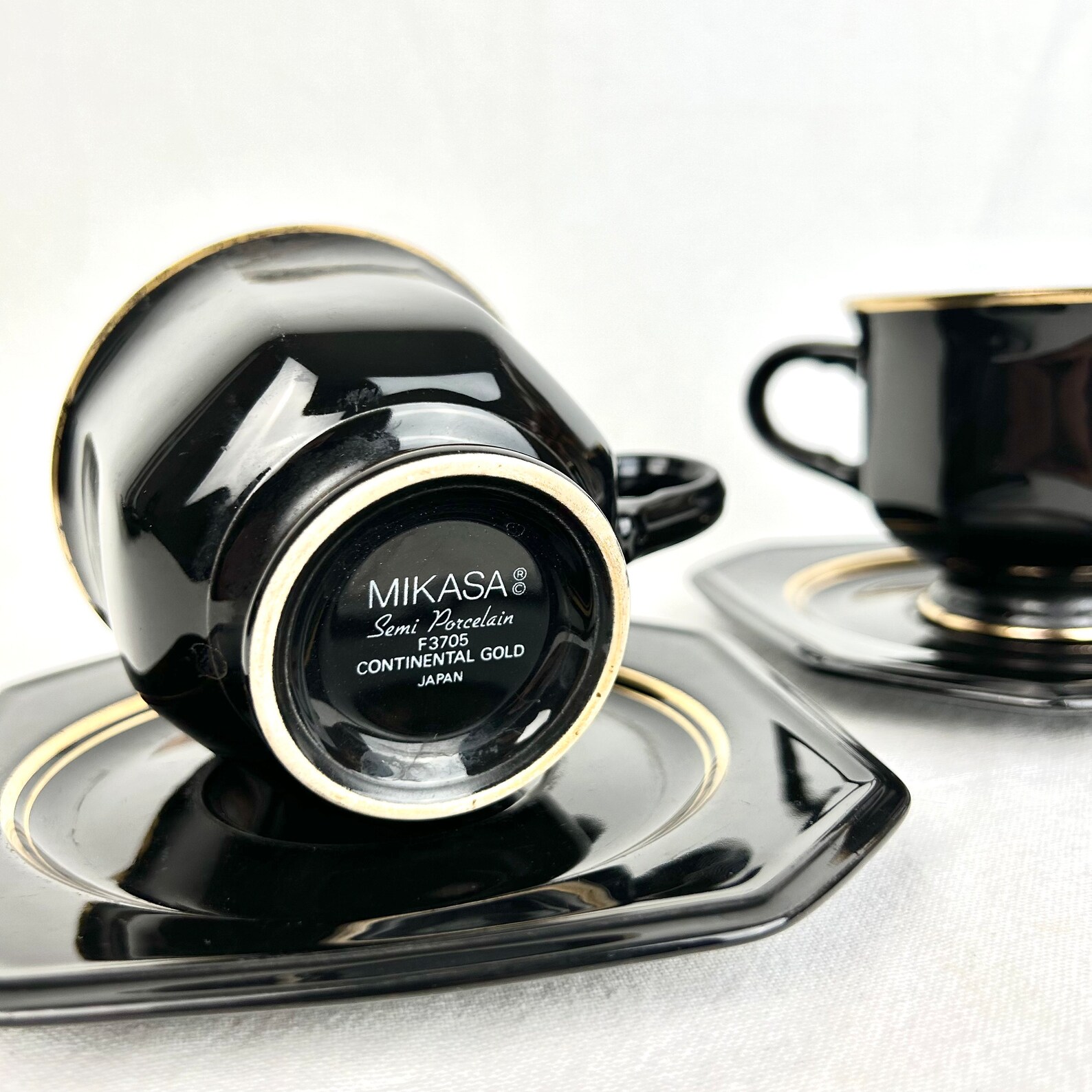 Mikasa Tea Set | Semi Porcelain | Black and Gold - Etsy