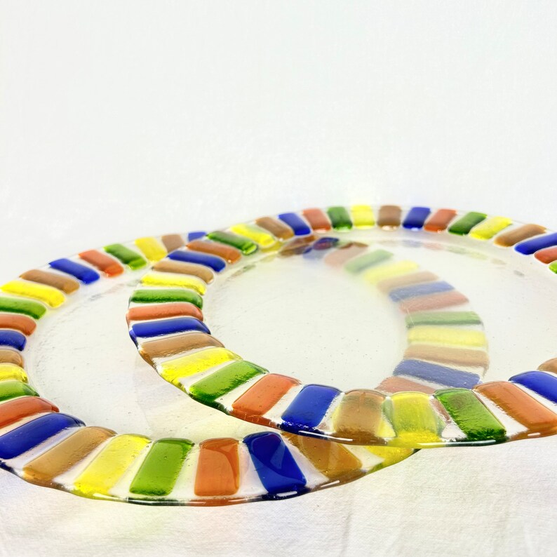 Large Art Glass Plates | Rainbow Plates | Serving Dish - Etsy