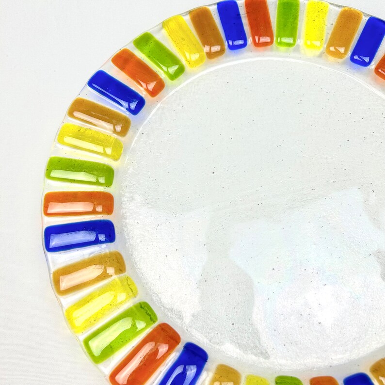 Large Art Glass Plates | Rainbow Plates | Serving Dish - Etsy
