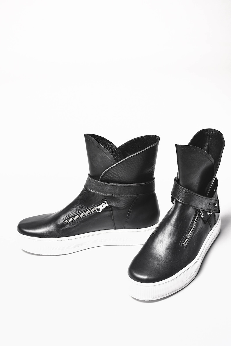 New 2016 Black High Top Zipper Sneakers Handmade by Aakashamen A15345M ...