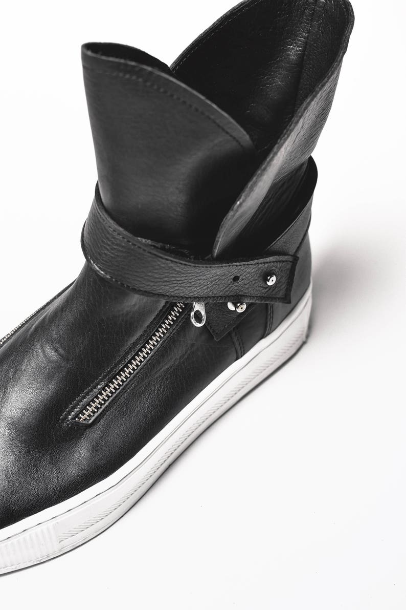 New 2016 Black High Top Zipper Sneakers Handmade by Aakashamen A15345M ...