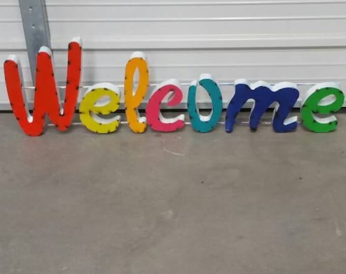 Welcome Sign. Rustic Metal Colorful Welcome Sign Christmas - Etsy