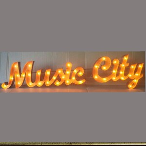 Lighted Music City Sign.music City Signs.music City.red Music City Sign ...