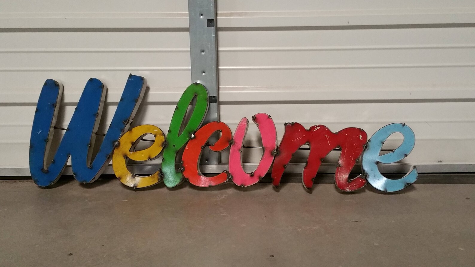 Welcome Sign. Rustic Metal Colorful Welcome Sign Christmas | Etsy