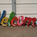 Welcome Sign. Rustic Metal, Colorful Welcome Sign, Christmas Gift Idea ...