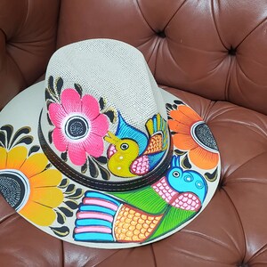 Hand Painted Hat. Beach Hat.mexican Artisanal Hat.hand Painted - Etsy