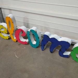 Welcome Sign. Rustic Metal, Colorful Welcome Sign, Christmas Gift Idea ...