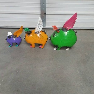 Metal Flying Pigs.flying Pigs.rustic Metal Flying Pigs.garden Decor ...