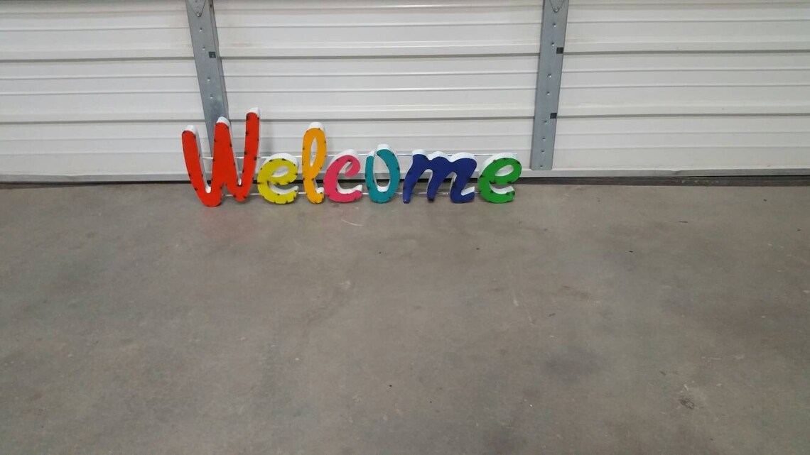 Welcome Sign. Rustic Metal Colorful Welcome Sign Christmas | Etsy