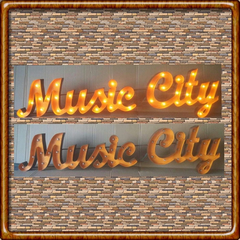 Lighted Music City Sign.music City Signs.music City.red Music - Etsy