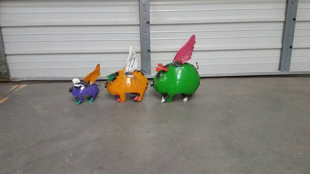 Metal Flying Pigs.flying Pigs.rustic Metal Flying Pigs.garden Decor ...