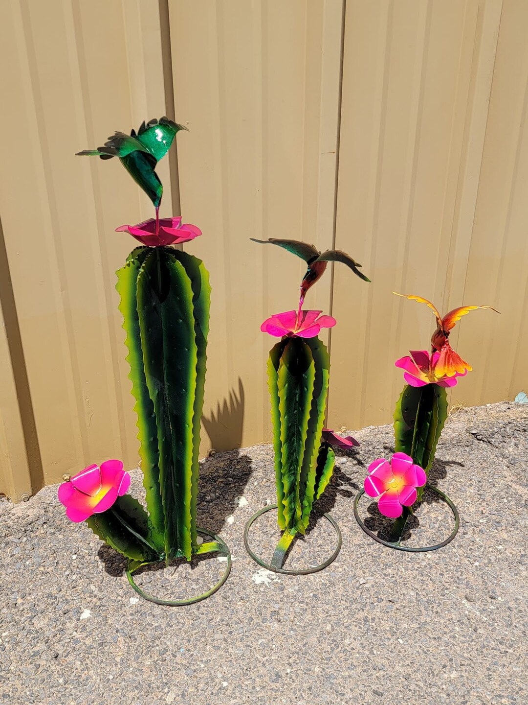 Metal Cactus.cactus Decor.hummingbirds.yard Decor.yard Art.garden Decor ...