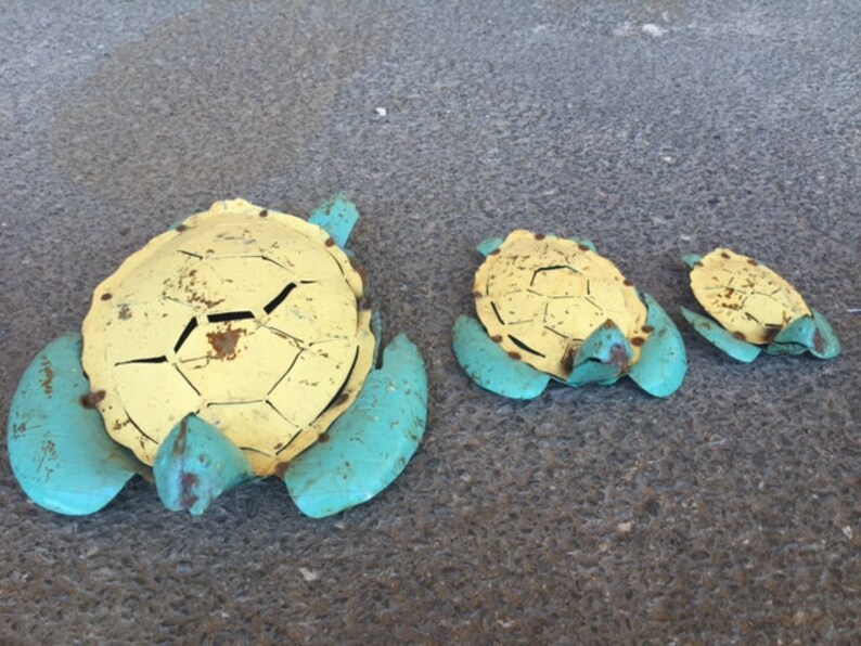 Metal Turtles. Rustic Turtles. Rustic Metal Turtles. Metal Sea | Etsy