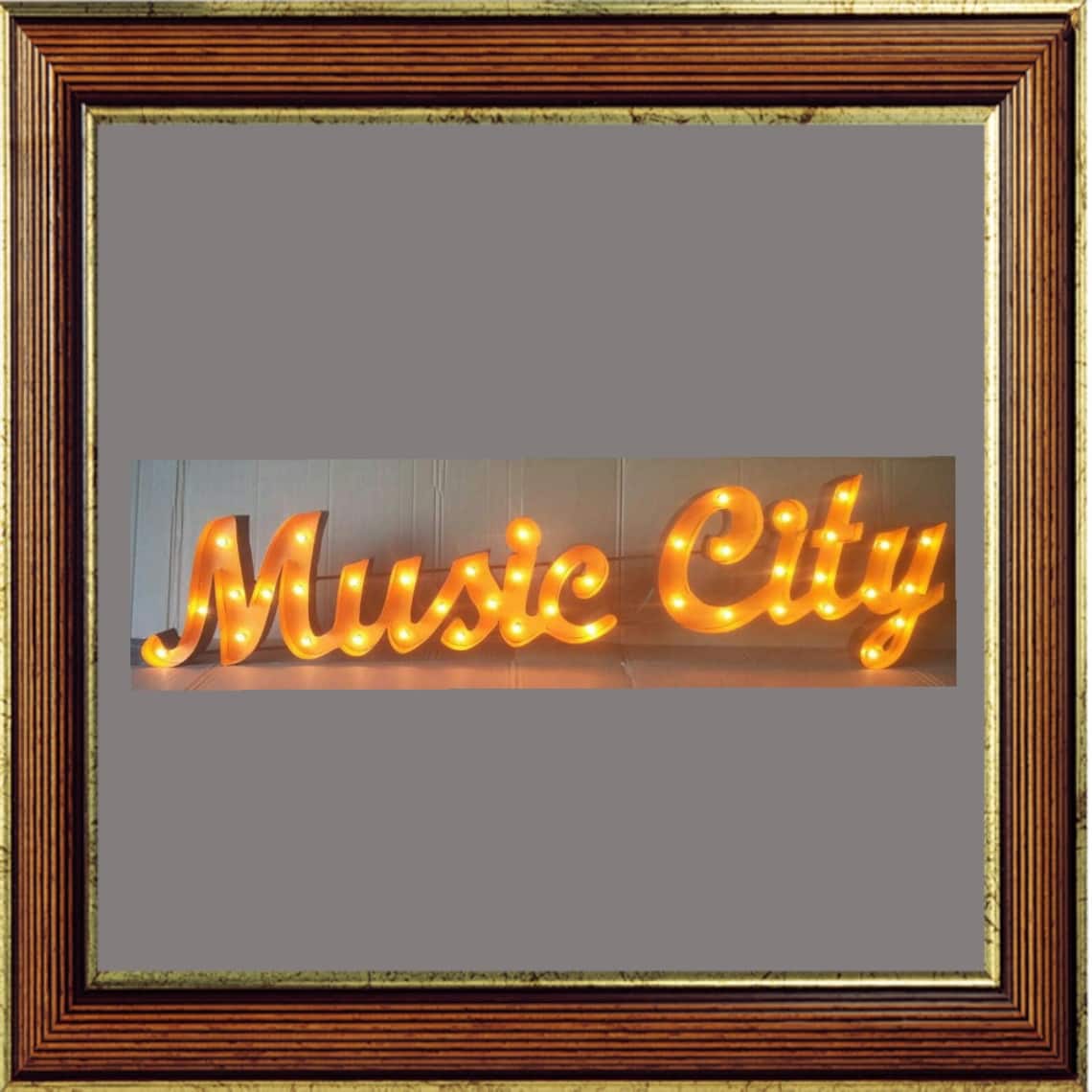 Lighted Music City Schild.Musik Stadt Schilder. Music City.Red Music ...