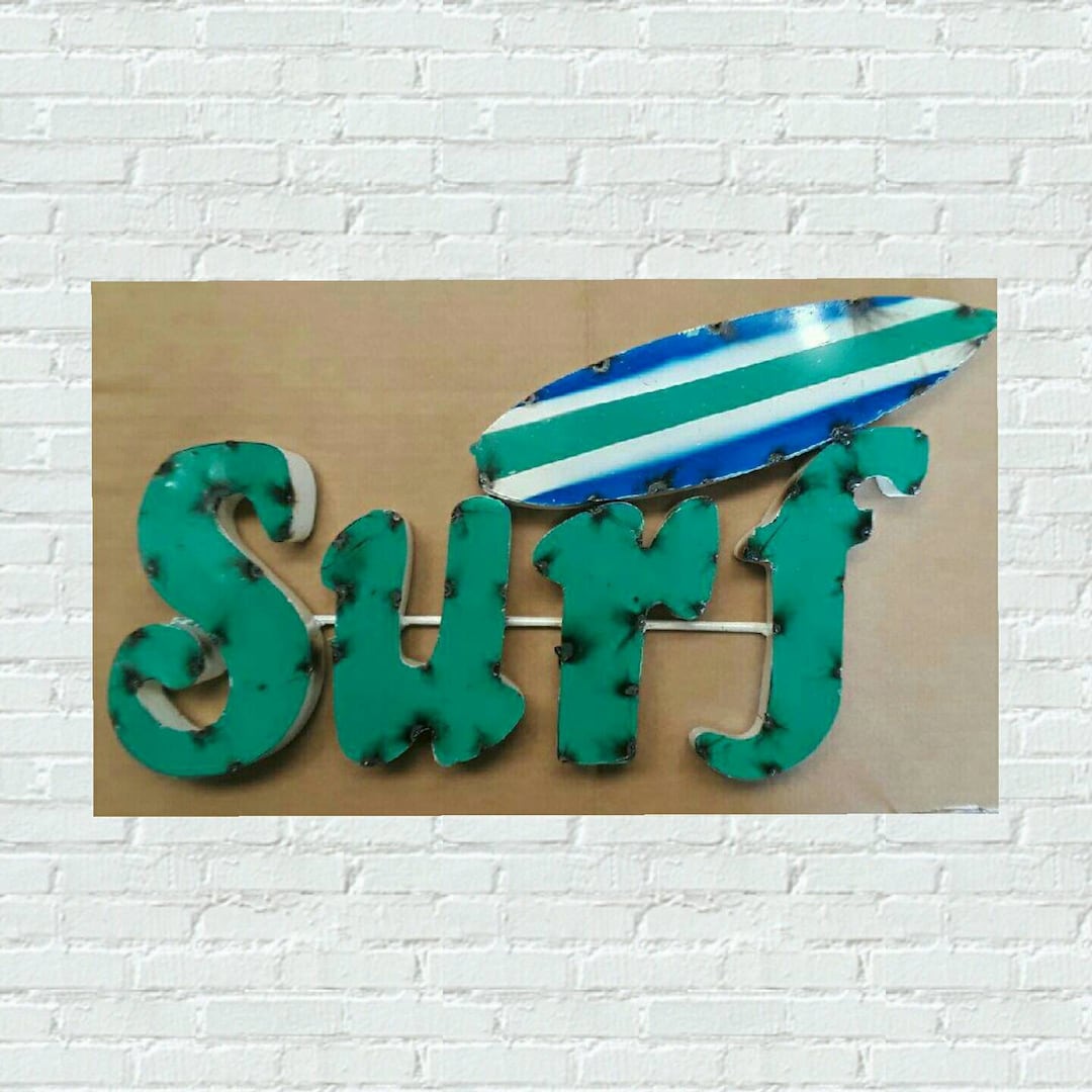 Metal Surf Signs.surf Signs. Beach Decor. Beach Signs. Surfer Signs ...