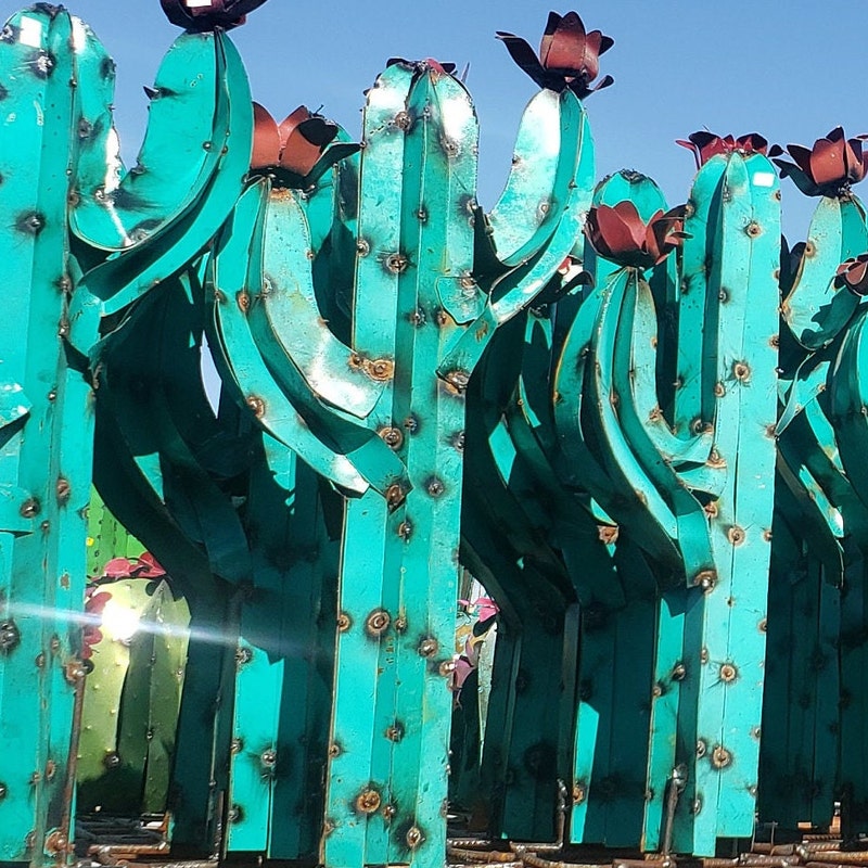 Metal Cactus Yard Art - Etsy