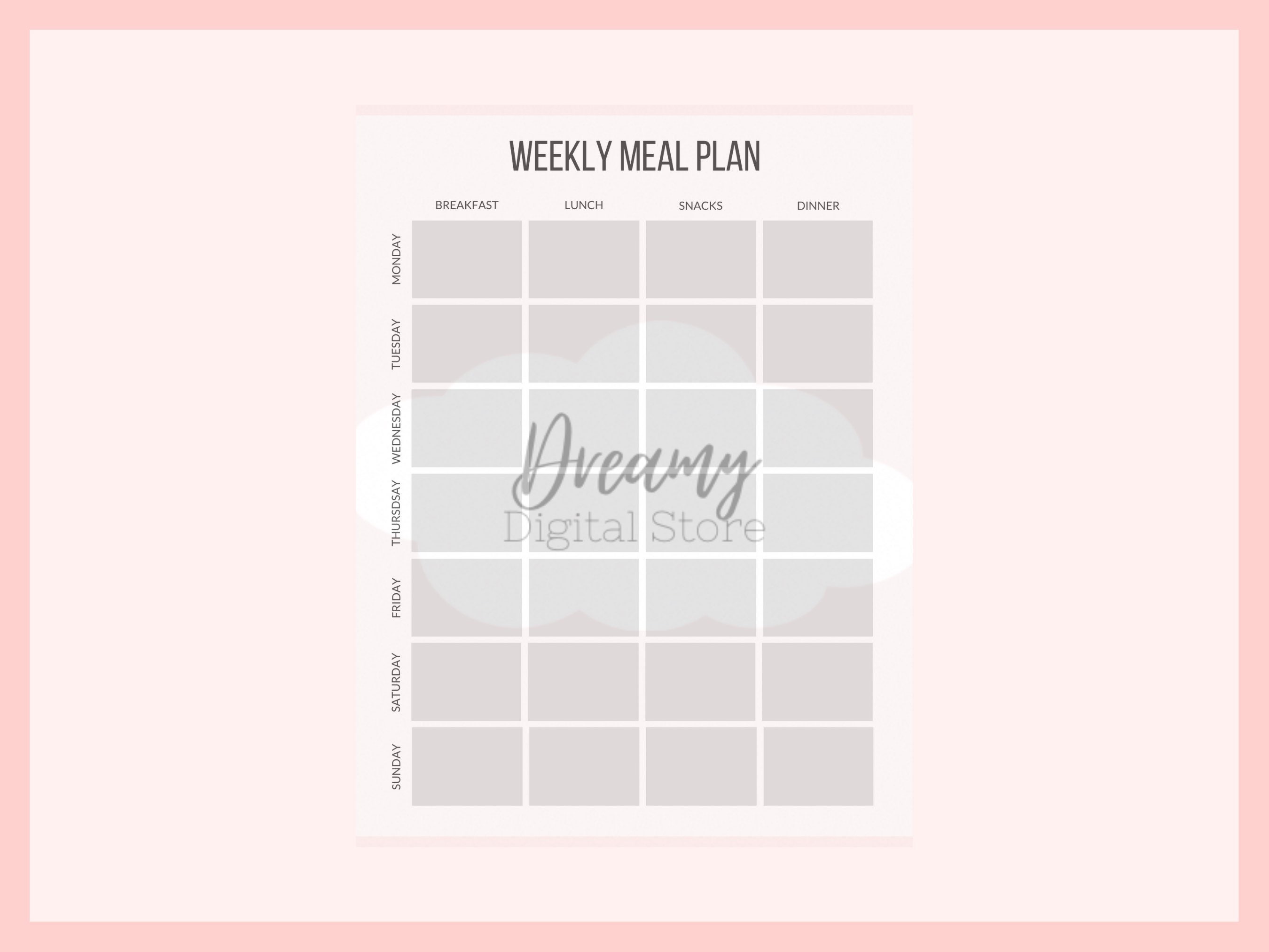 Printable Weekly Meal Food Planner and Grocery Planner / Shopping List ...