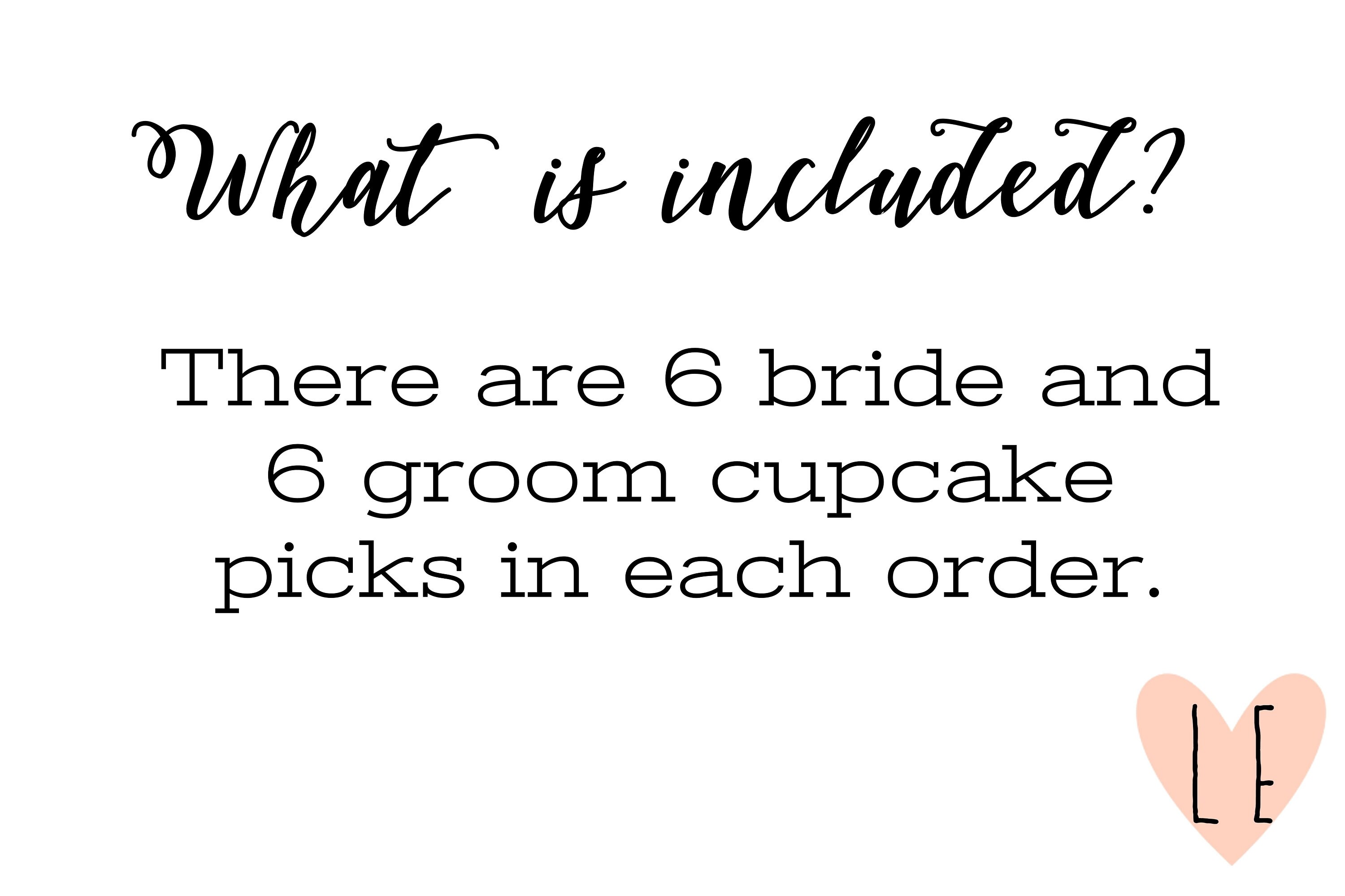 Bride and Groom Cupcake Toppers, Bridal Shower, Wedding Picks, Set of ...