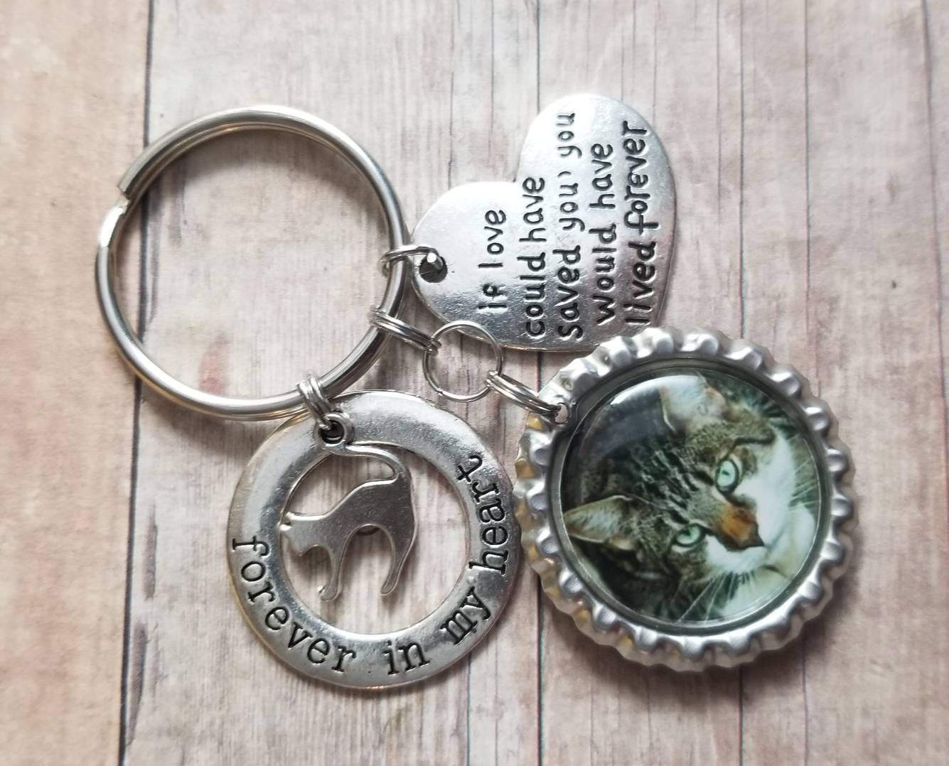 Cat Memorial Keyring - Pet Photo Keychain - Photo Memorial - Cat ...