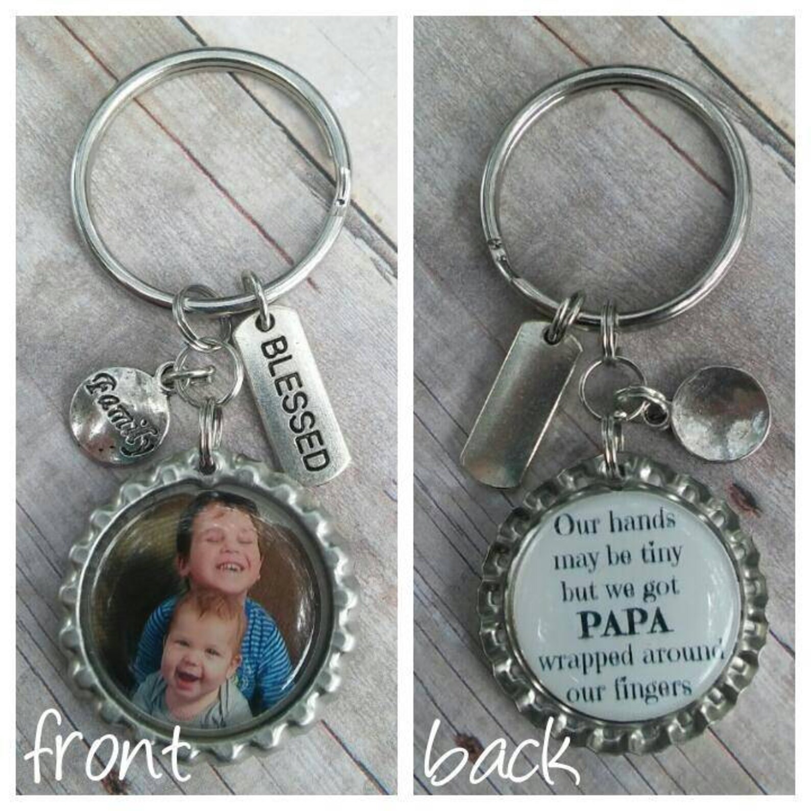 Papa Keychain Gift for Papa Custom Photo Keyring | Etsy