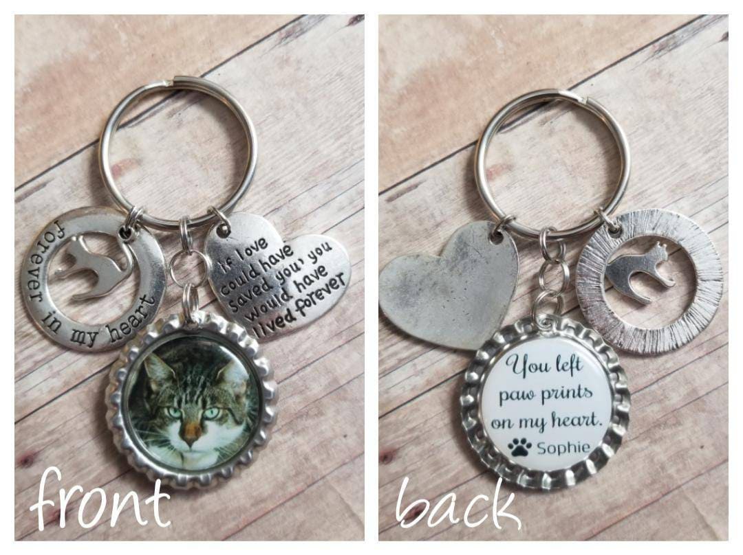 Cat Memorial Keyring - Pet Photo Keychain - Photo Memorial - Cat ...