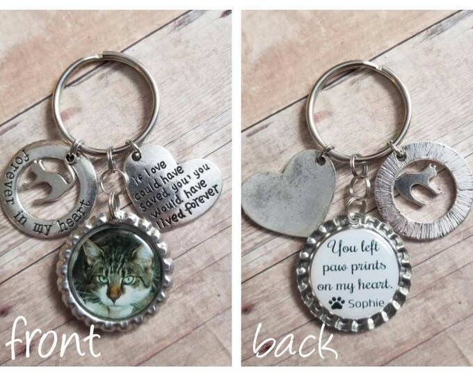 Cat Memorial Keyring - Pet Photo Keychain - Photo Memorial - Cat ...