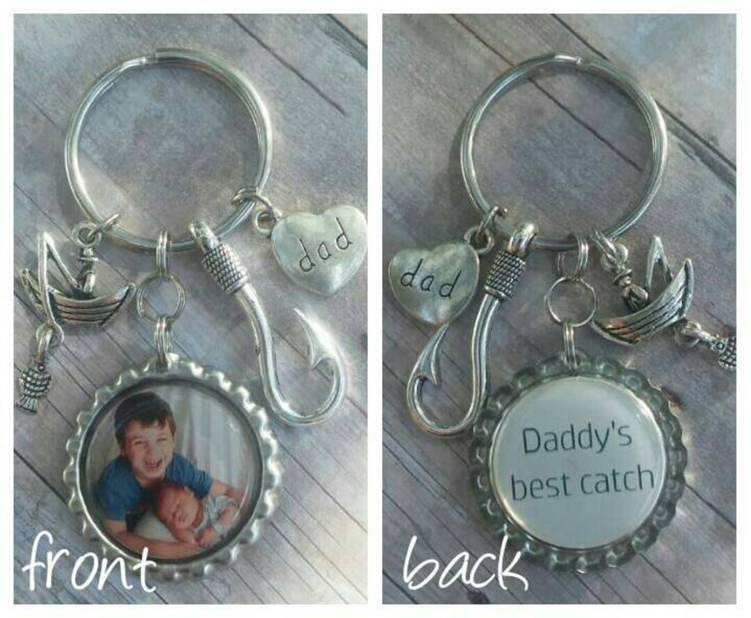 Daddy's Best Catch - Dad Keychain - Custom Dad Keyring - Personalized ...