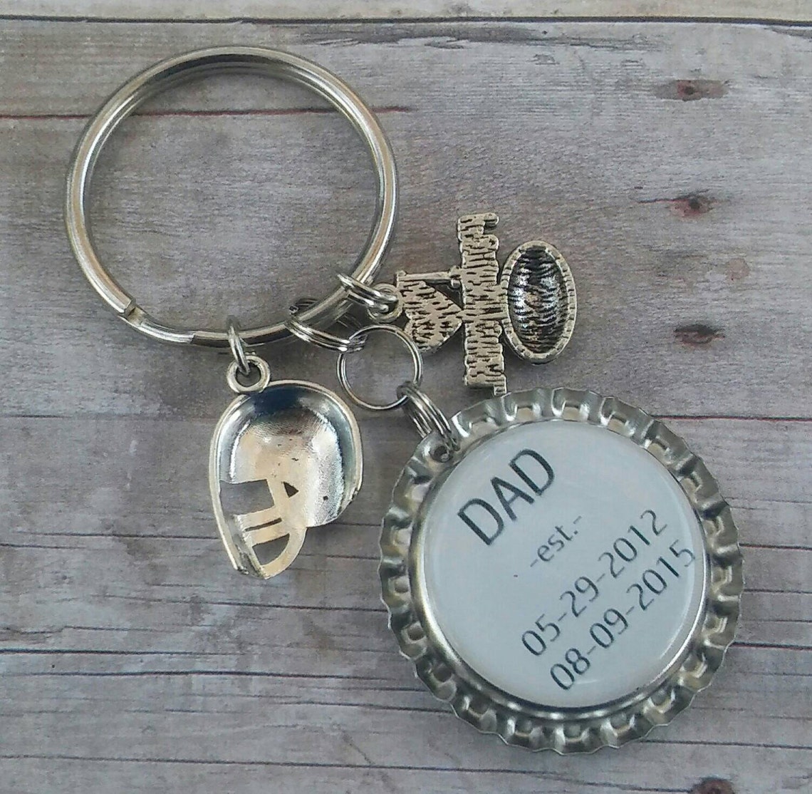 Dad Keychain - Football Dad - Custom Photo Keyring - Personalized Gift ...