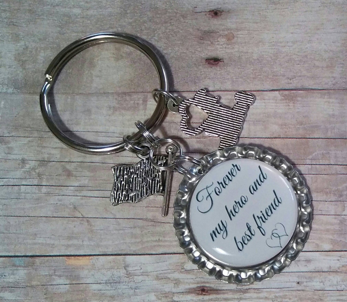 Custom Photo Keyring Military Keychain I Love My Soldier - Etsy