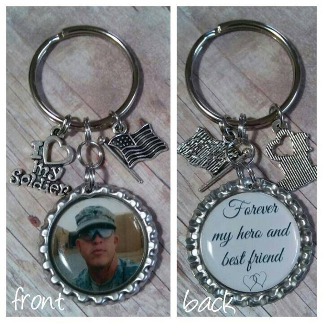 Custom Photo Keyring - Military Keychain - I Love My Soldier - Photo ...