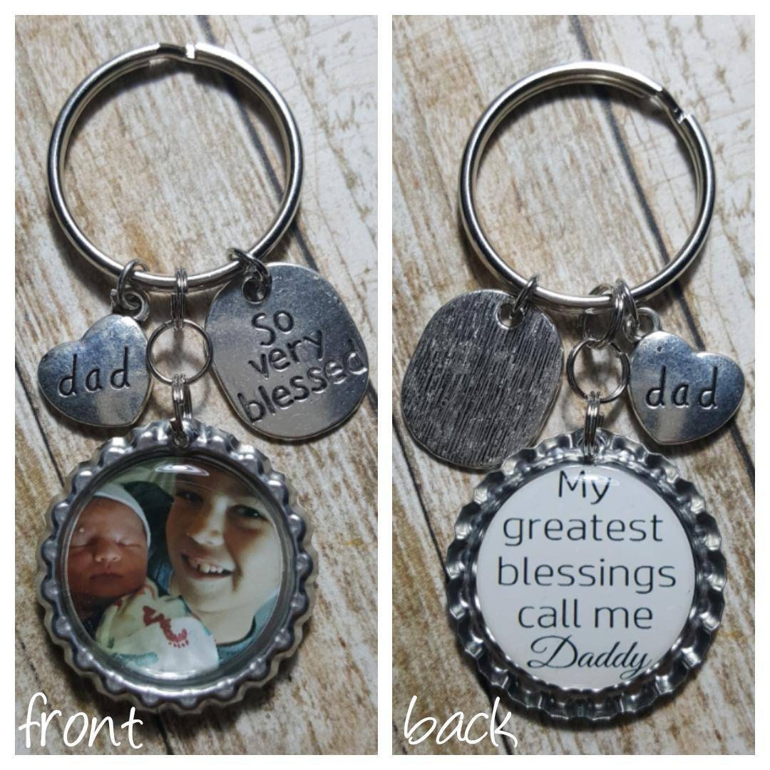 Dad Keychain - Custom Photo Keyring - Dad Photo Keychain - Personalized ...