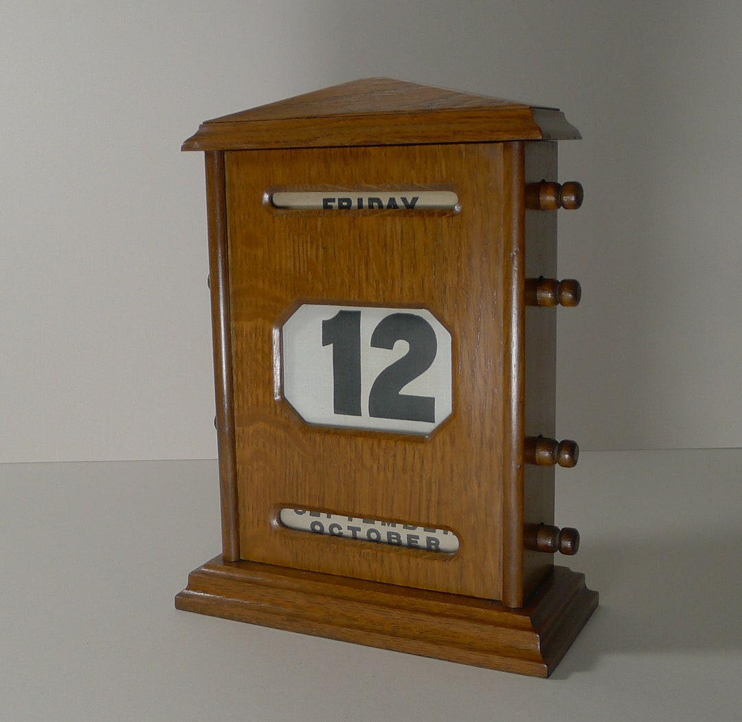 Large Antique English Oak Perpetual Calendar C.1920 - Etsy