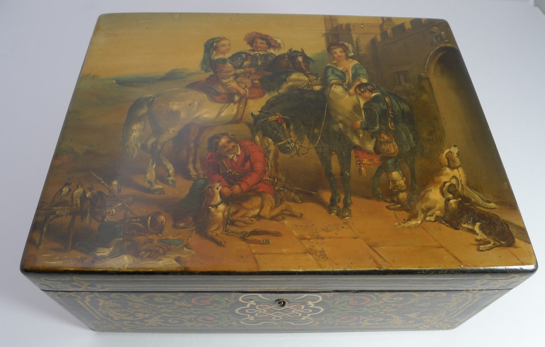 Antique Hand-painted Jennens & Bettridge Jewelry Box C.1850 - Etsy