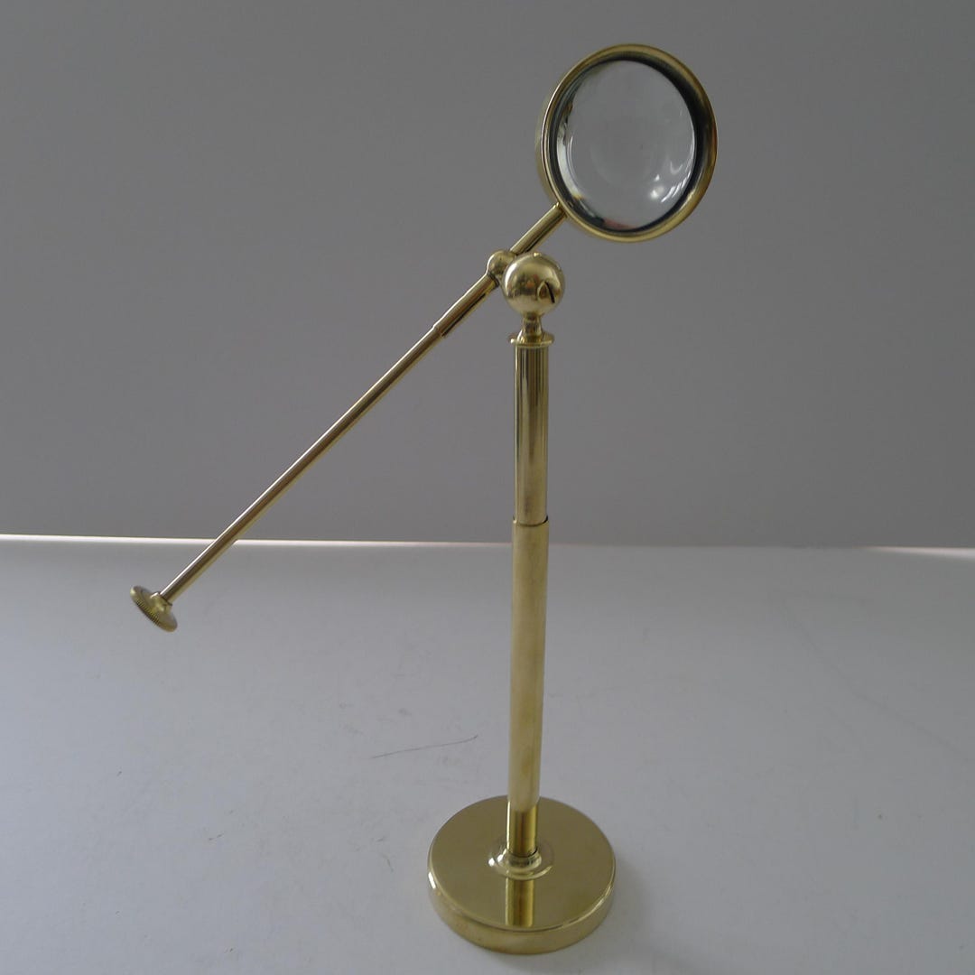 Brass Pivoting Bullseye Magnifying Glass / Lens on Stand C.1915 - Etsy