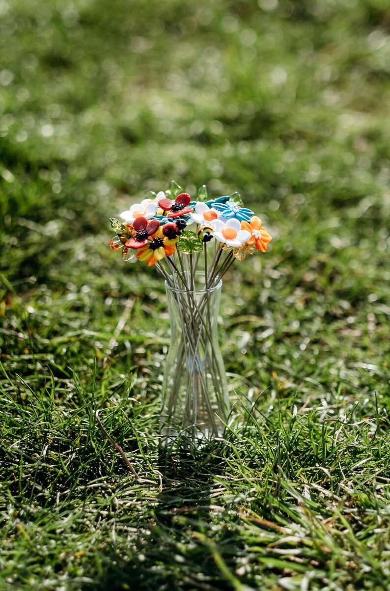 Wildflower Glass Flower Bouquet Glass Flower Stems - Etsy