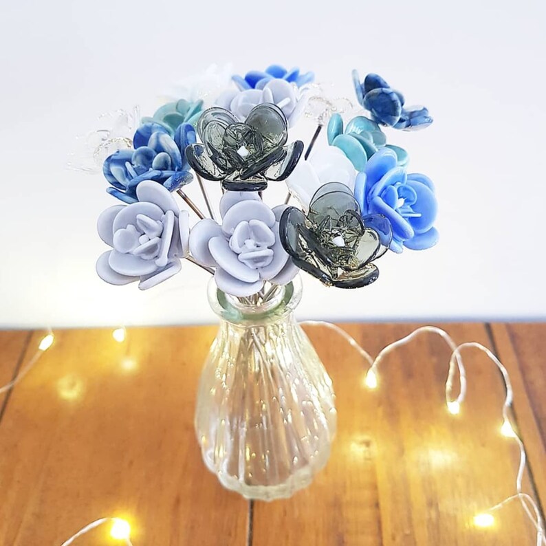 Glass Roses Glass Flowers Flower Bouquet Rose Gifts | Etsy