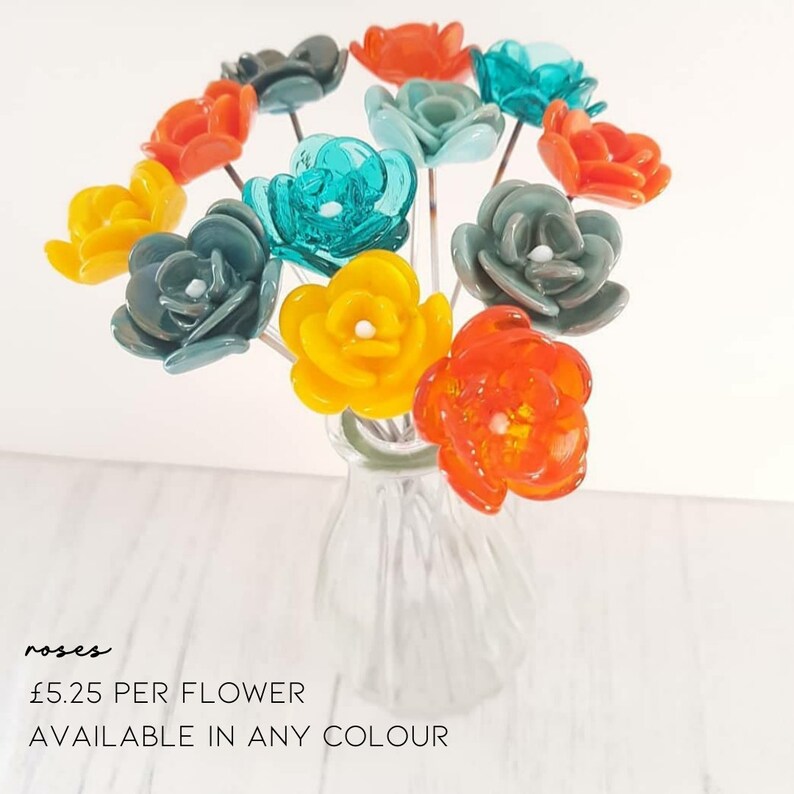 Glass Roses Glass Flowers Flower Bouquet Rose Gifts | Etsy