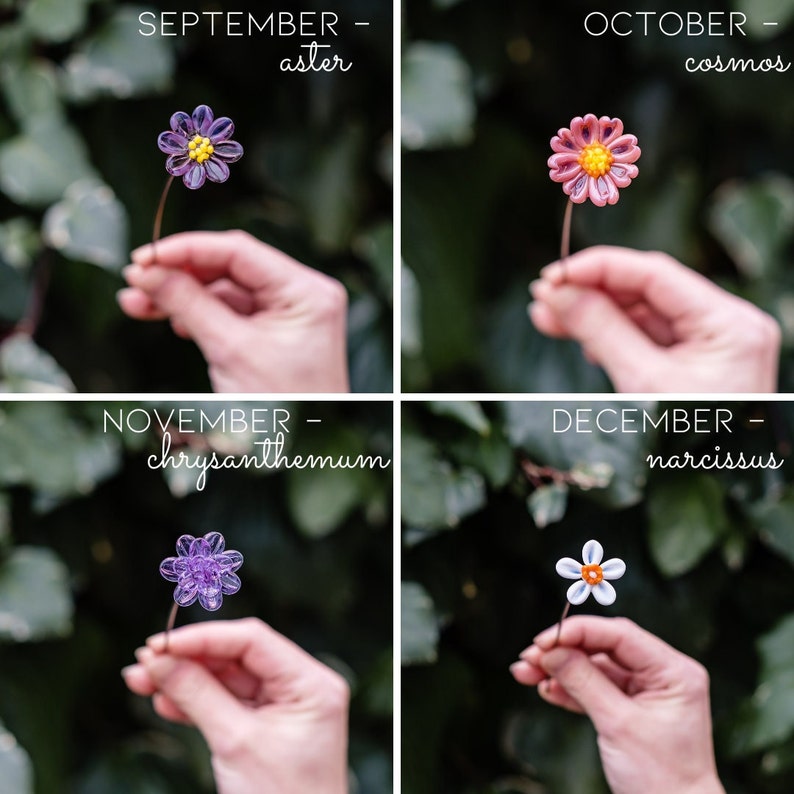 Birth Month Glass Flower Gift - Etsy