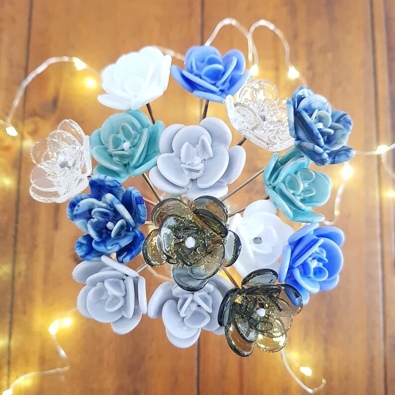 Glass Roses Glass Flowers Flower Bouquet Rose Gifts | Etsy