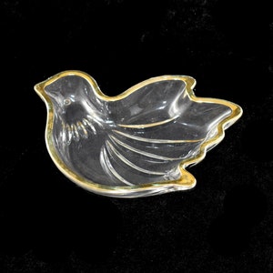 Estate Dove Dish Vintage Mikasa Clear Pressed Glass Gold Rim Candy ...