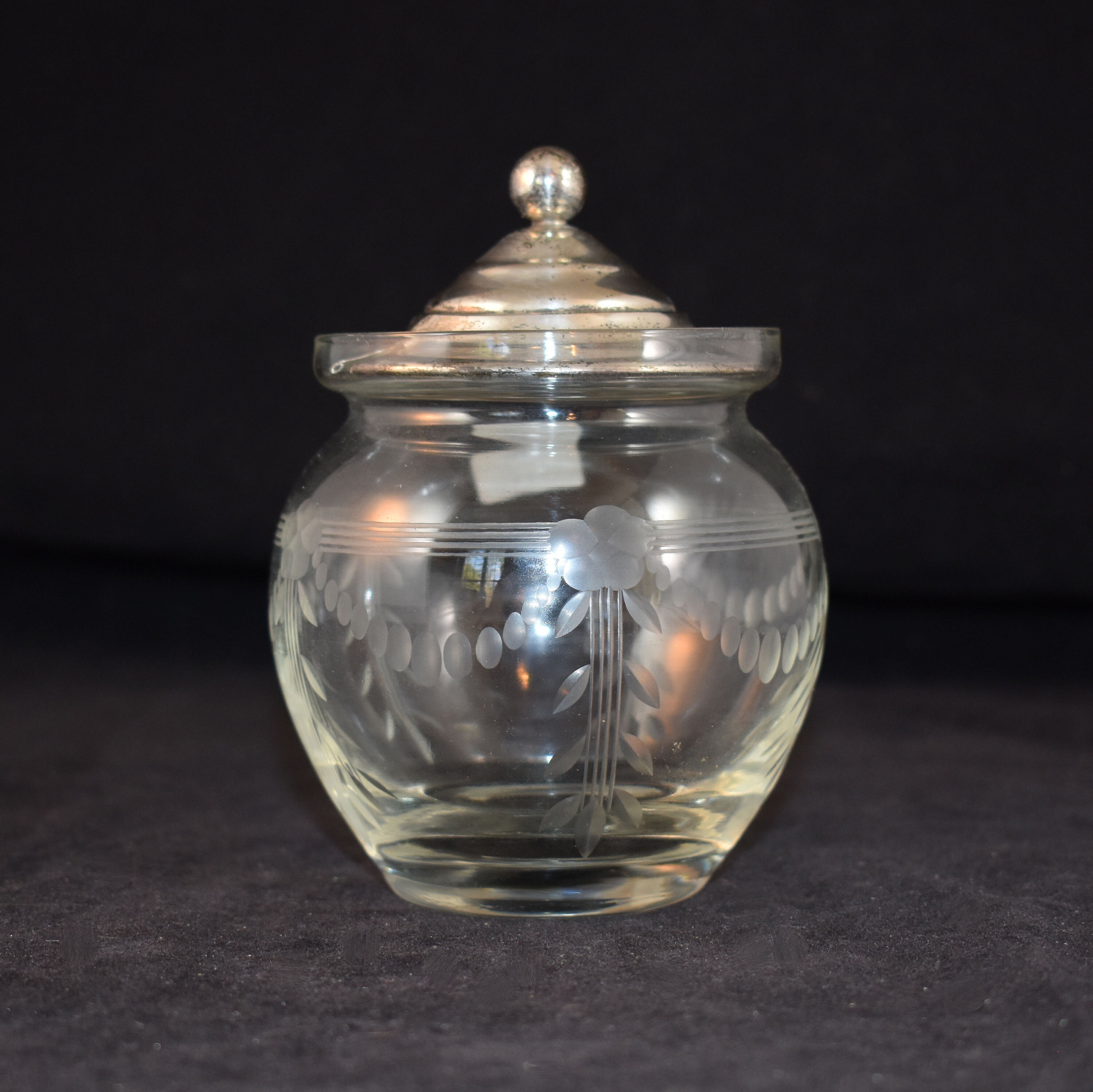 Vintage Cut Crystal Jam Jar Gorham Sterling Silver Lid 276 Estate ...