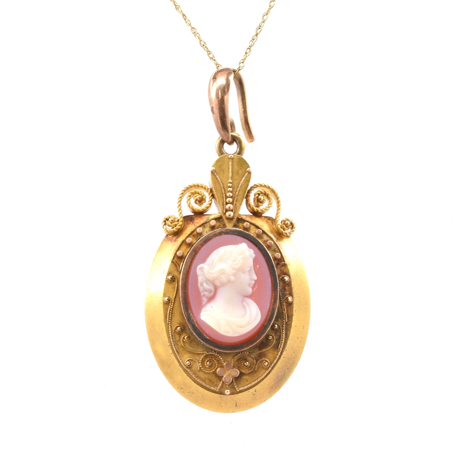 Antique Cameo Pendant Vintage 14K Solid Yellow Gold Carved | Etsy
