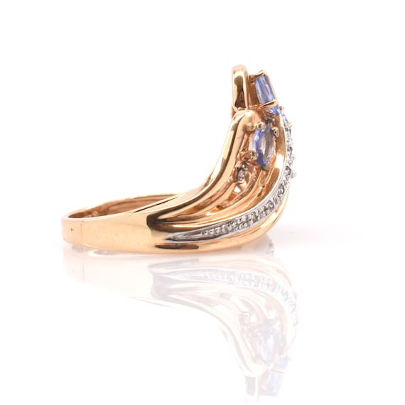 14K Solid Yellow Gold Natural Tanzanite Diamonds Ring… - Gem