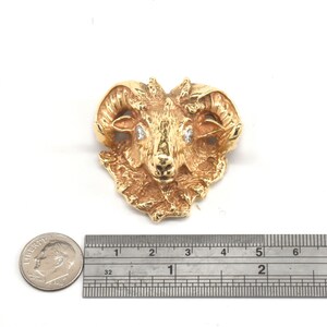 Estate Ram Pendant Vintage 14K Solid Yellow Gold Natural Diamonds ...